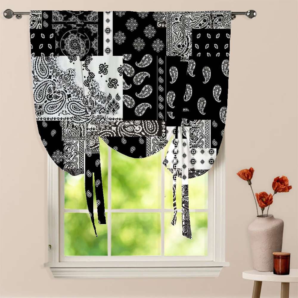 Black White Paisley Bandana Patterns Window Curtain for Living Room ...