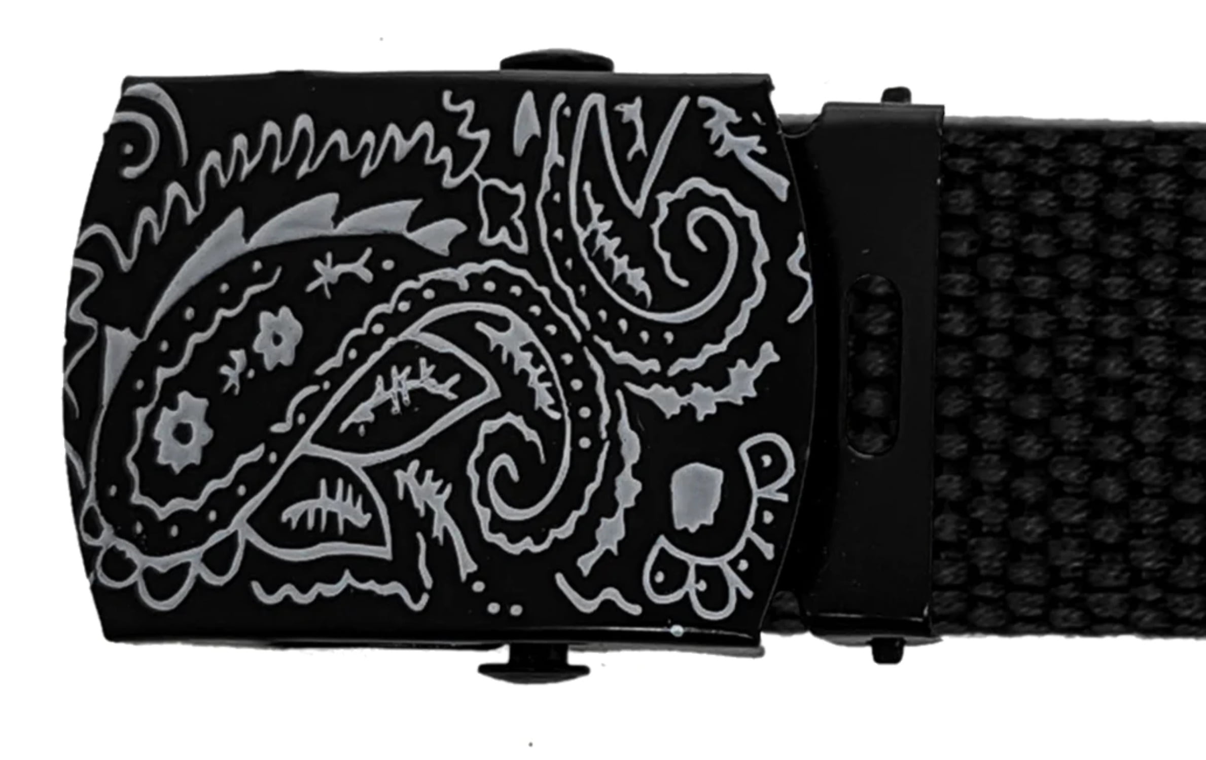 Black White Paisley Style Metal Buckle for Web Belt - Walmart.com
