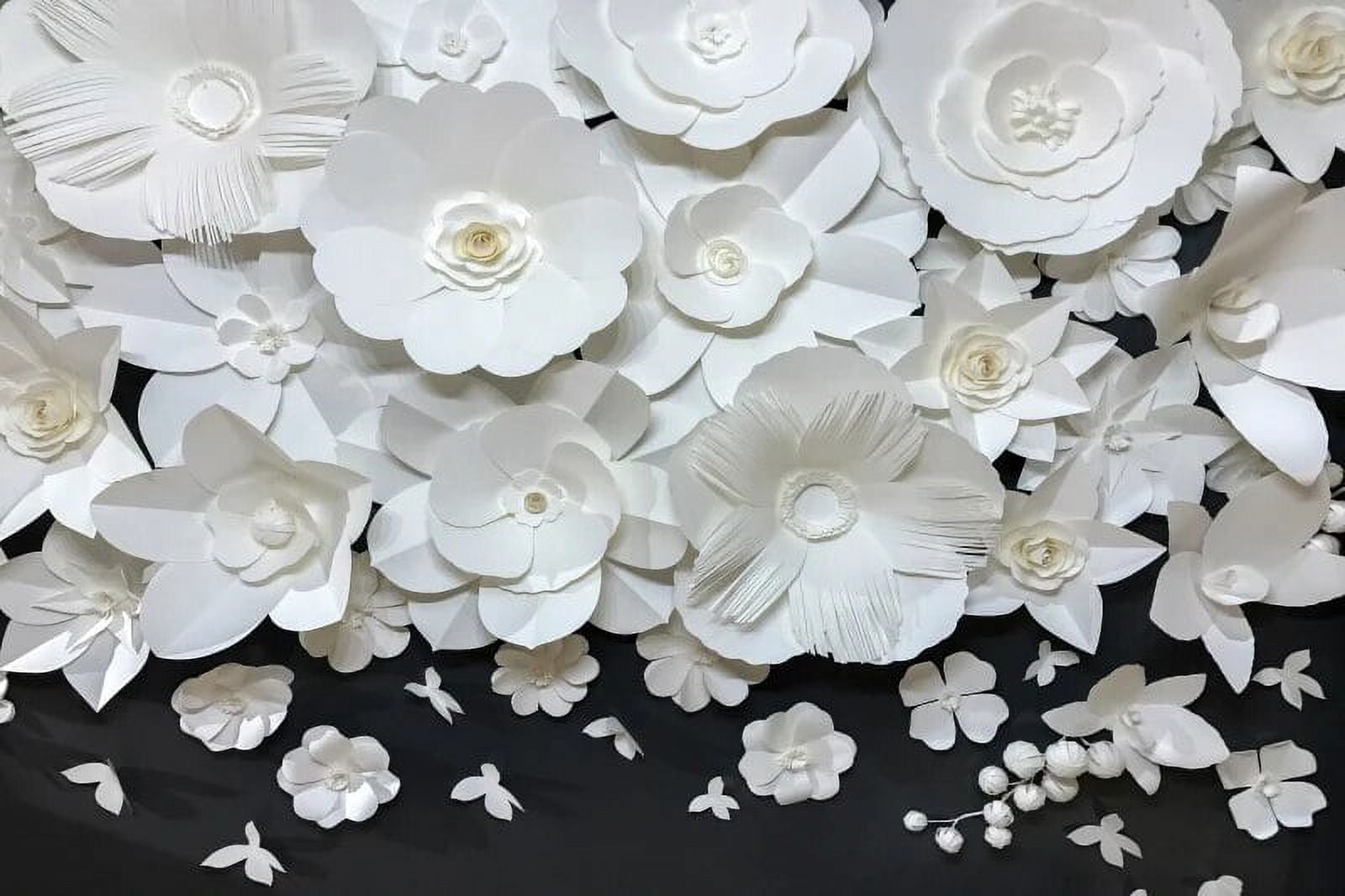 Black White Paper Cut Flowers 3d Background Room Decor Wedding Birthday ...
