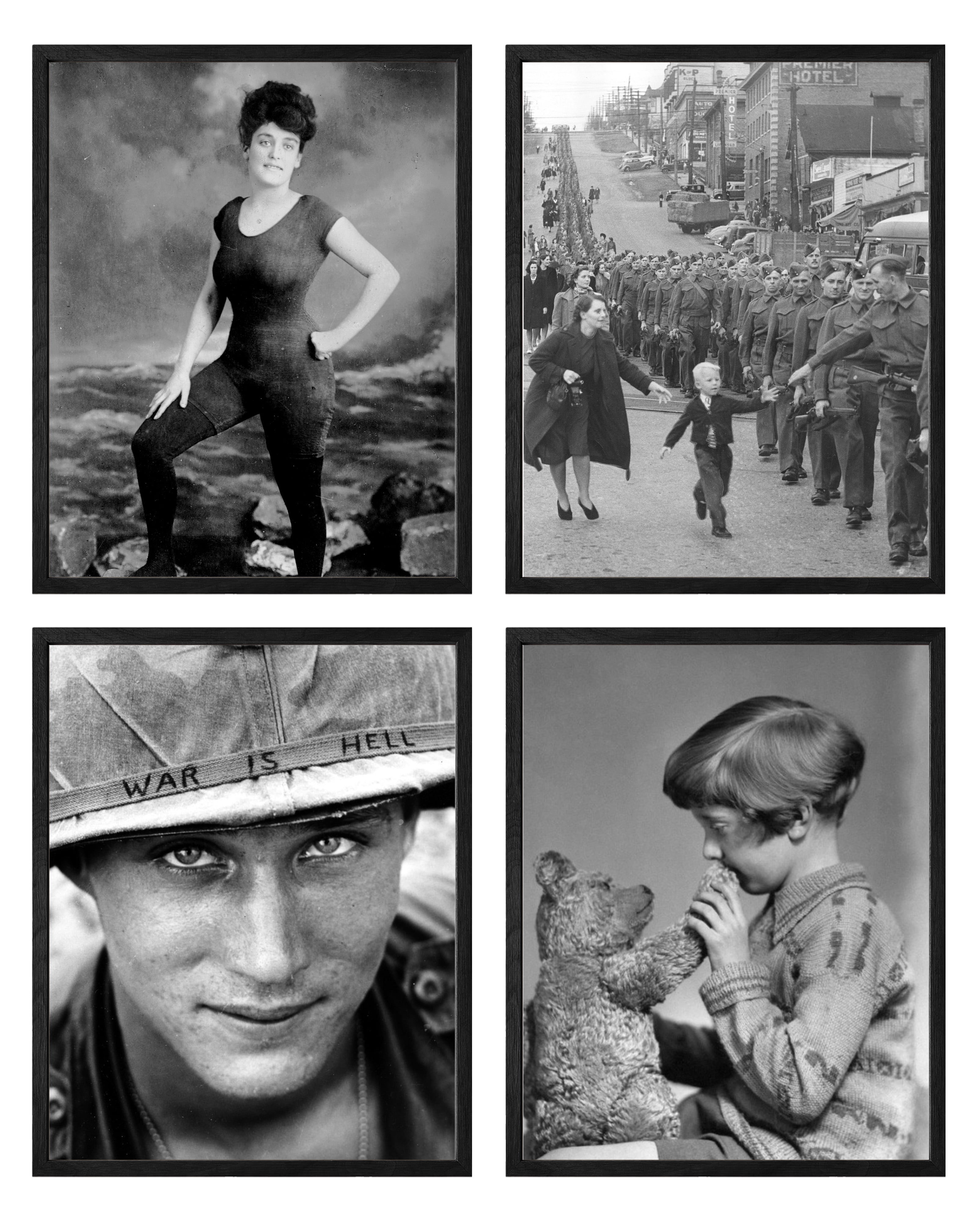 Black and White Photography Wall Art Set Of 4, 8x10 Framed Wall Decor ...