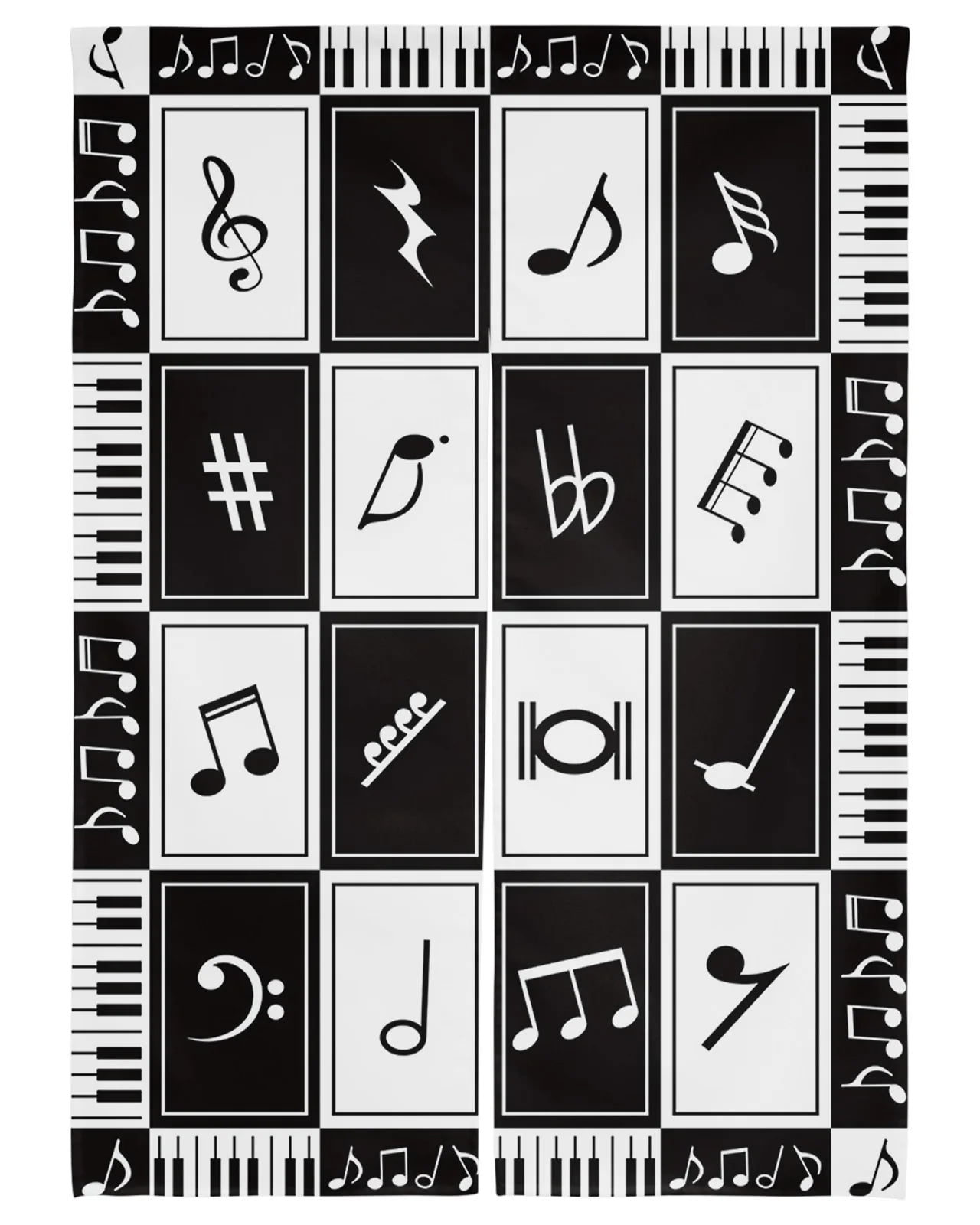 Black White Piano Keys Musical Note Japanese Door Curtain Kitchen ...