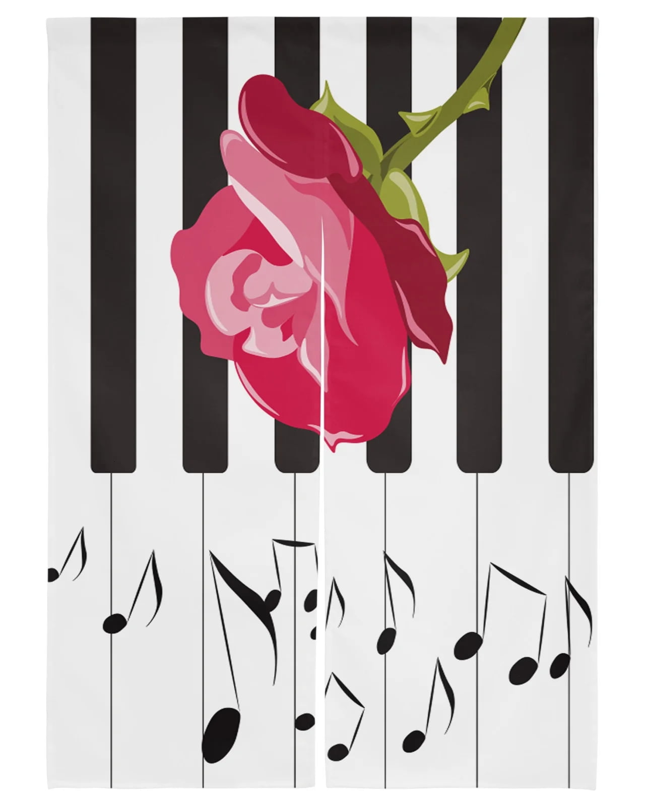 Black White Piano Keys Musical Note Japanese Door Curtain Kitchen ...