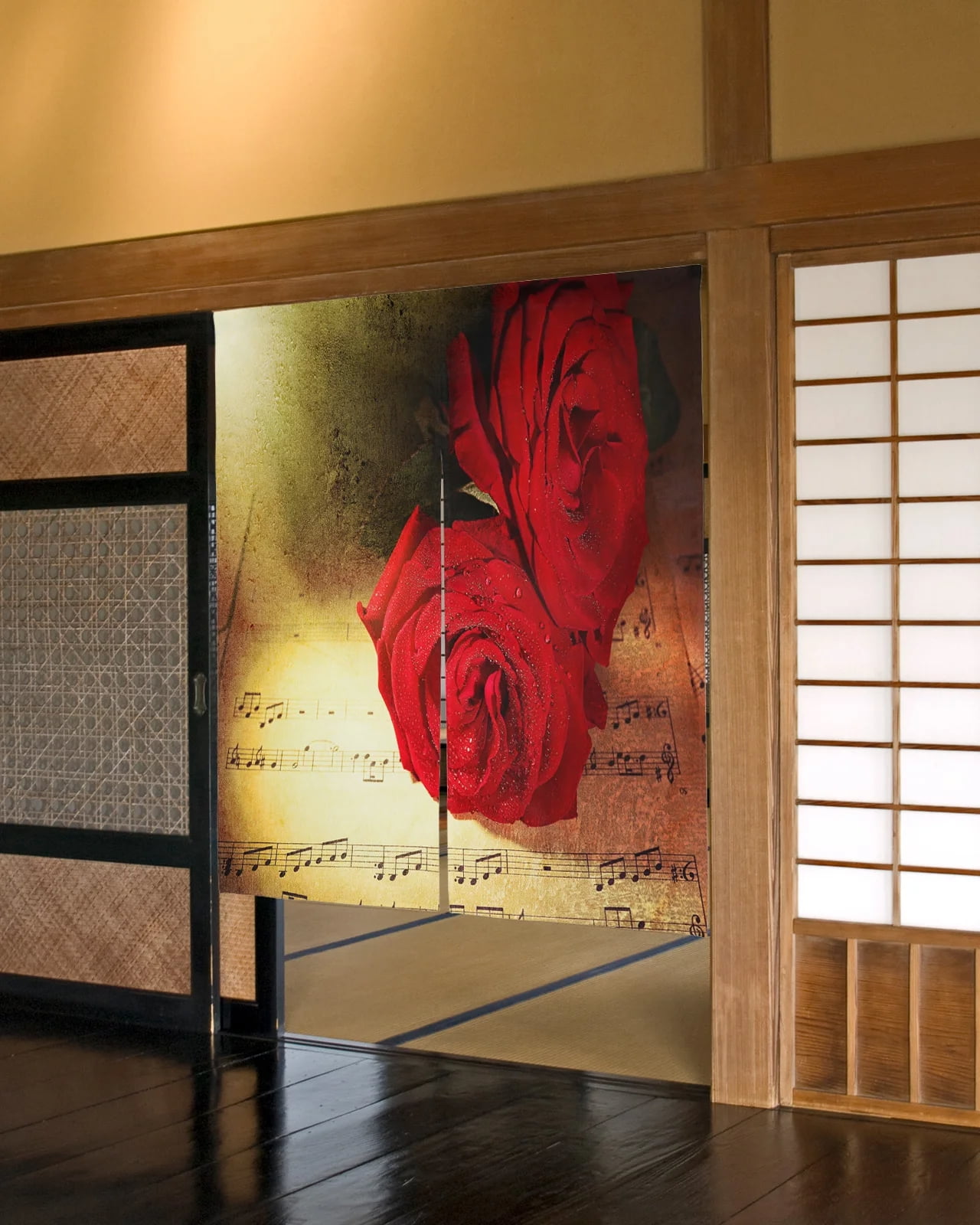 Black White Piano Keys Musical Note Japanese Door Curtain Kitchen ...