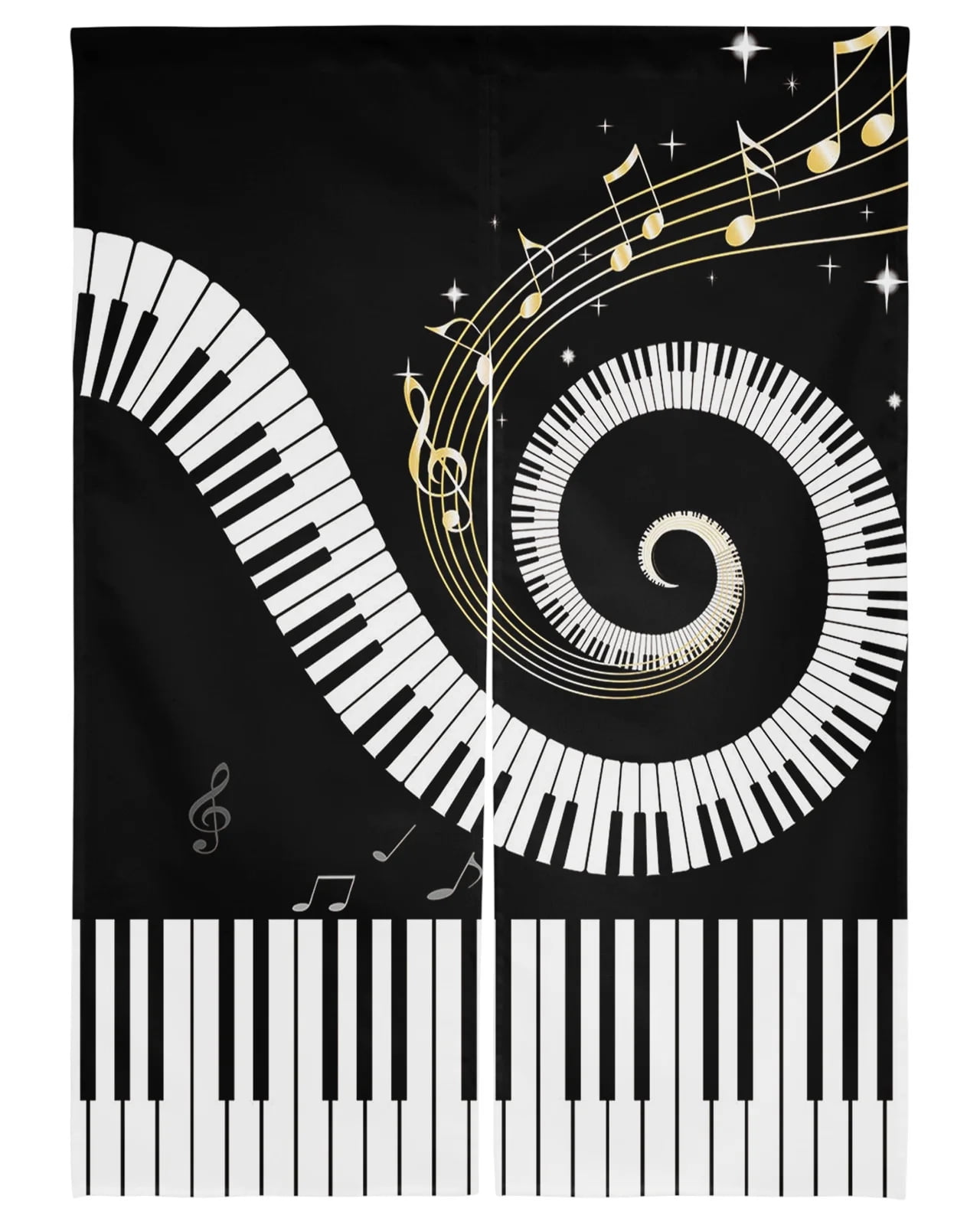 Black White Piano Keys Musical Note Japanese Door Curtain Kitchen ...