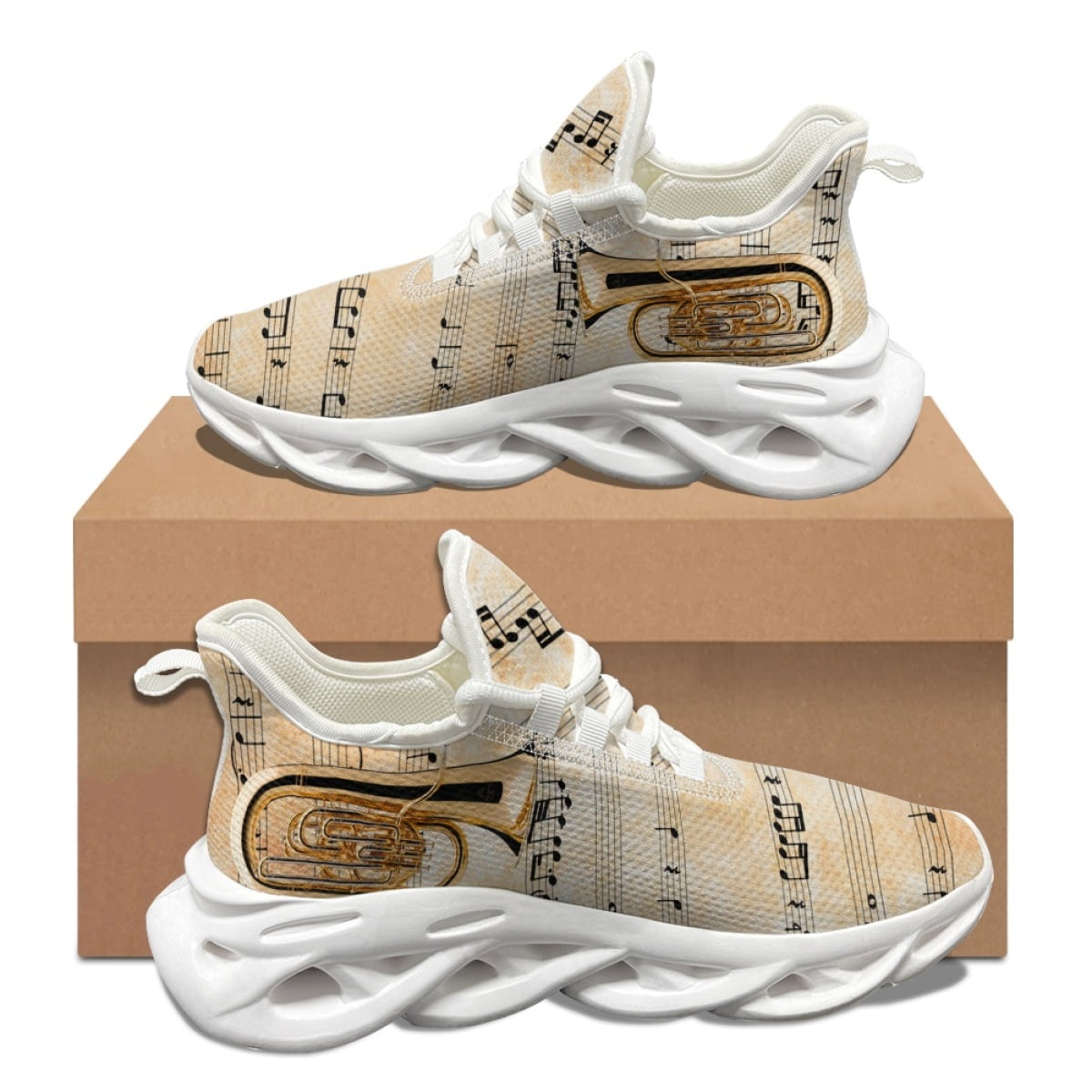 Black White Piano Note Print Female Autumn Winter Tennis Shoes Shock ...