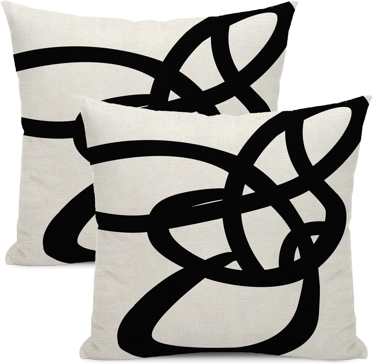 Black And White Pillow Covers 22x22 Set Of 2 Geometric Abstract Modern ...