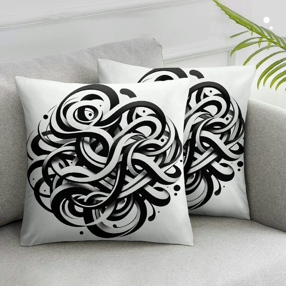 Black and White Pillow Covers Abstract Art Line Modern Minimalist Style ...