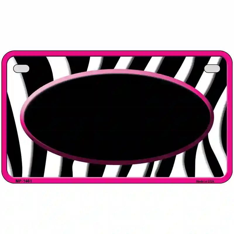 Black White Pink Zebra Center Oval Metal Novelty License Plate 7" x 4 ...