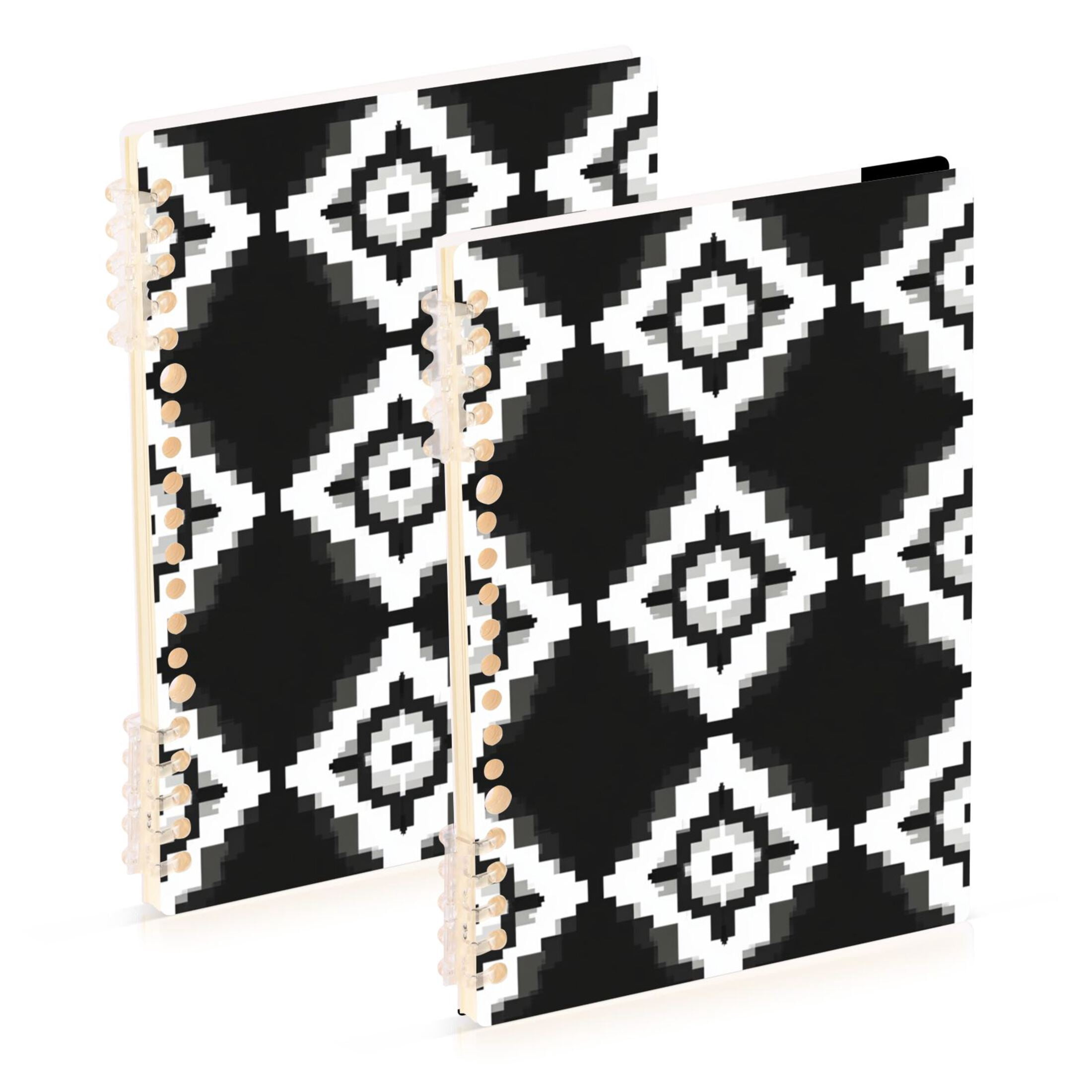 Black White Pixel Art Notebook Detachable Coil Notebook Diary Plan Book ...