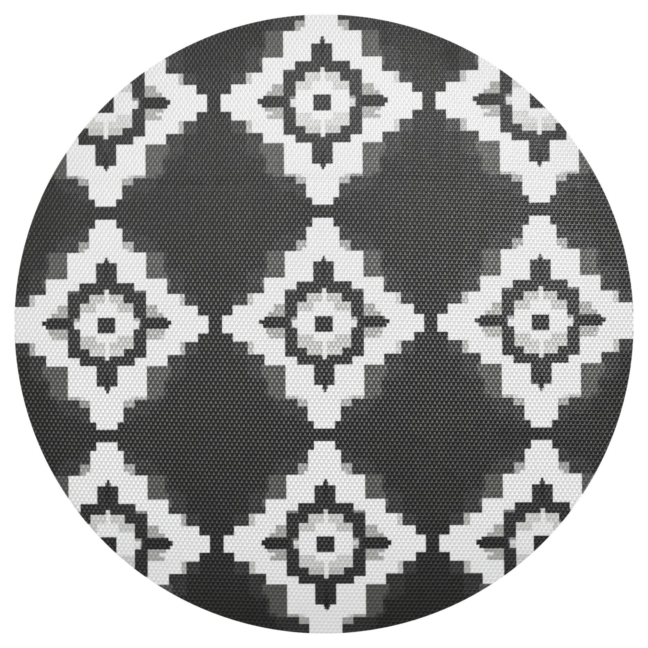 Black White Pixel Art PVC Round Grid Placemat Table Mat 1 Pc for ...