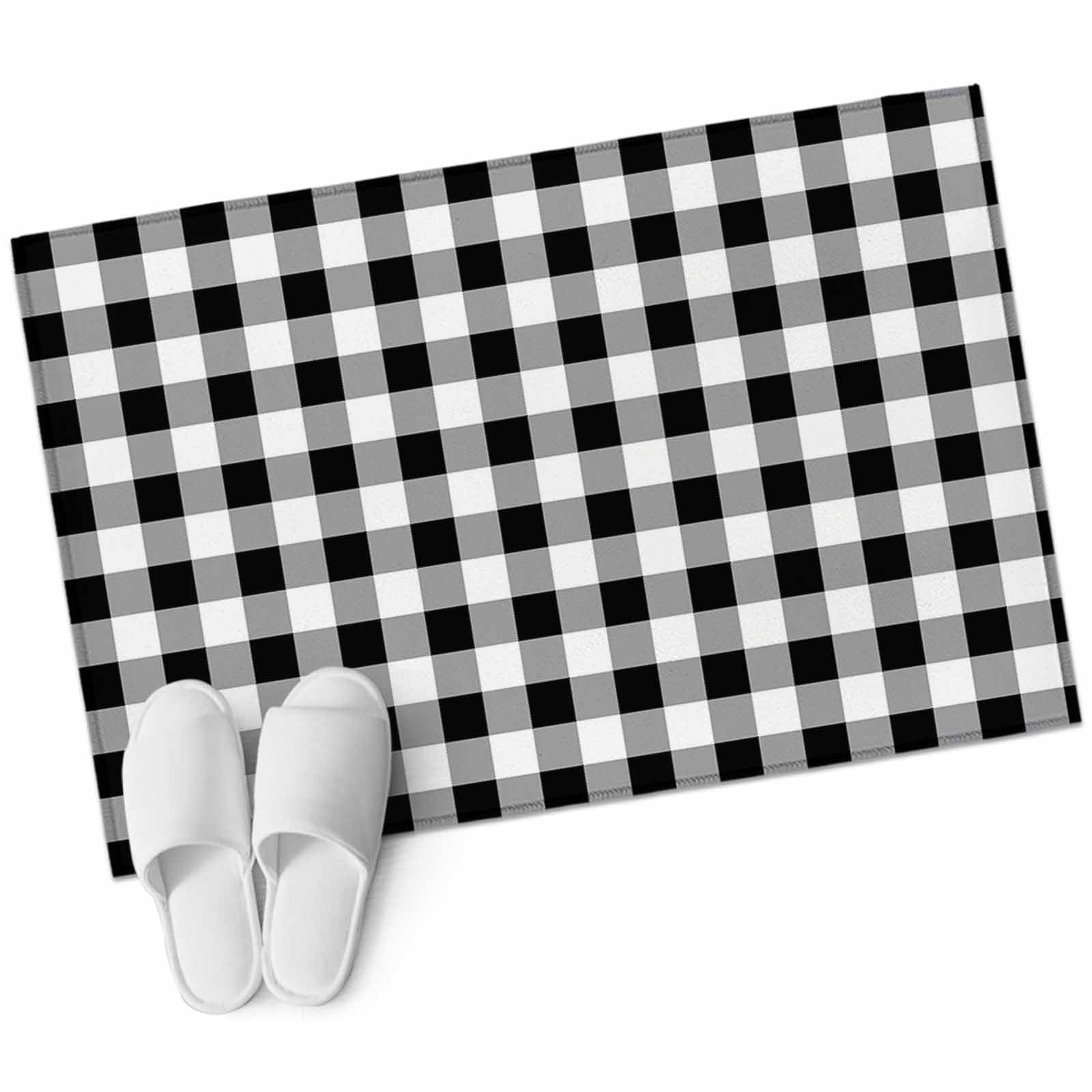 Black and White Plaid 2'x3' Washable Rug, Farmhouse Checkered Buffalo ...