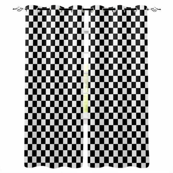 Black White Plaid Blackout Curtains 54 Inches Long, Modern Buffalo ...