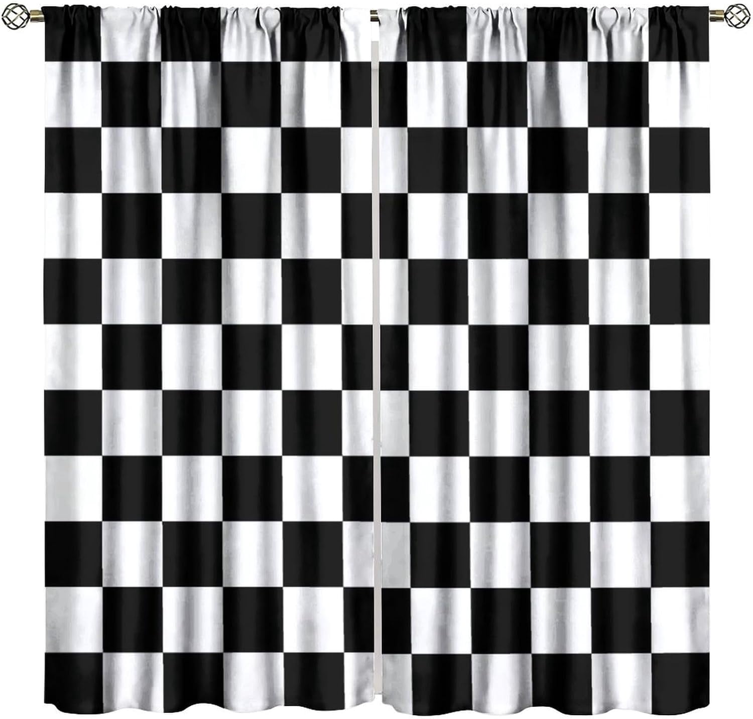Black White Plaid Blackout Curtains, Modern Checkered Pattern Window ...