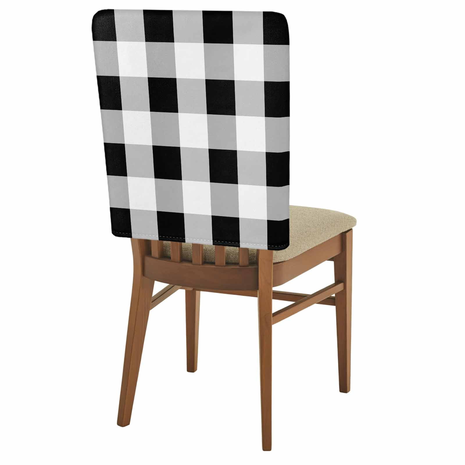 Black White Plaid Chair Back Covers Set of 8 Simple Pattern Removable ...