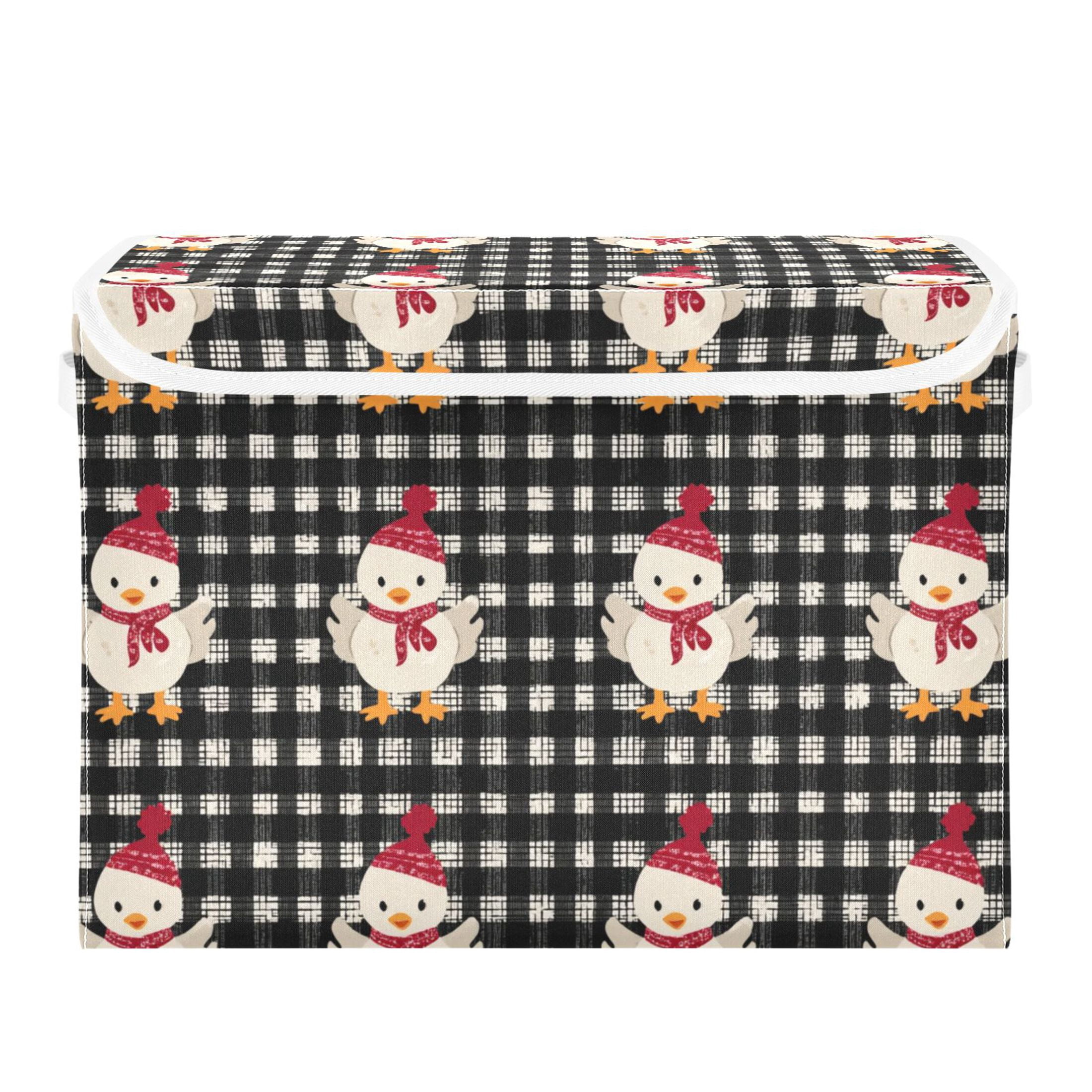 Black White Plaid Chicken in Christmas Foldable Storage Bins with Lids ...