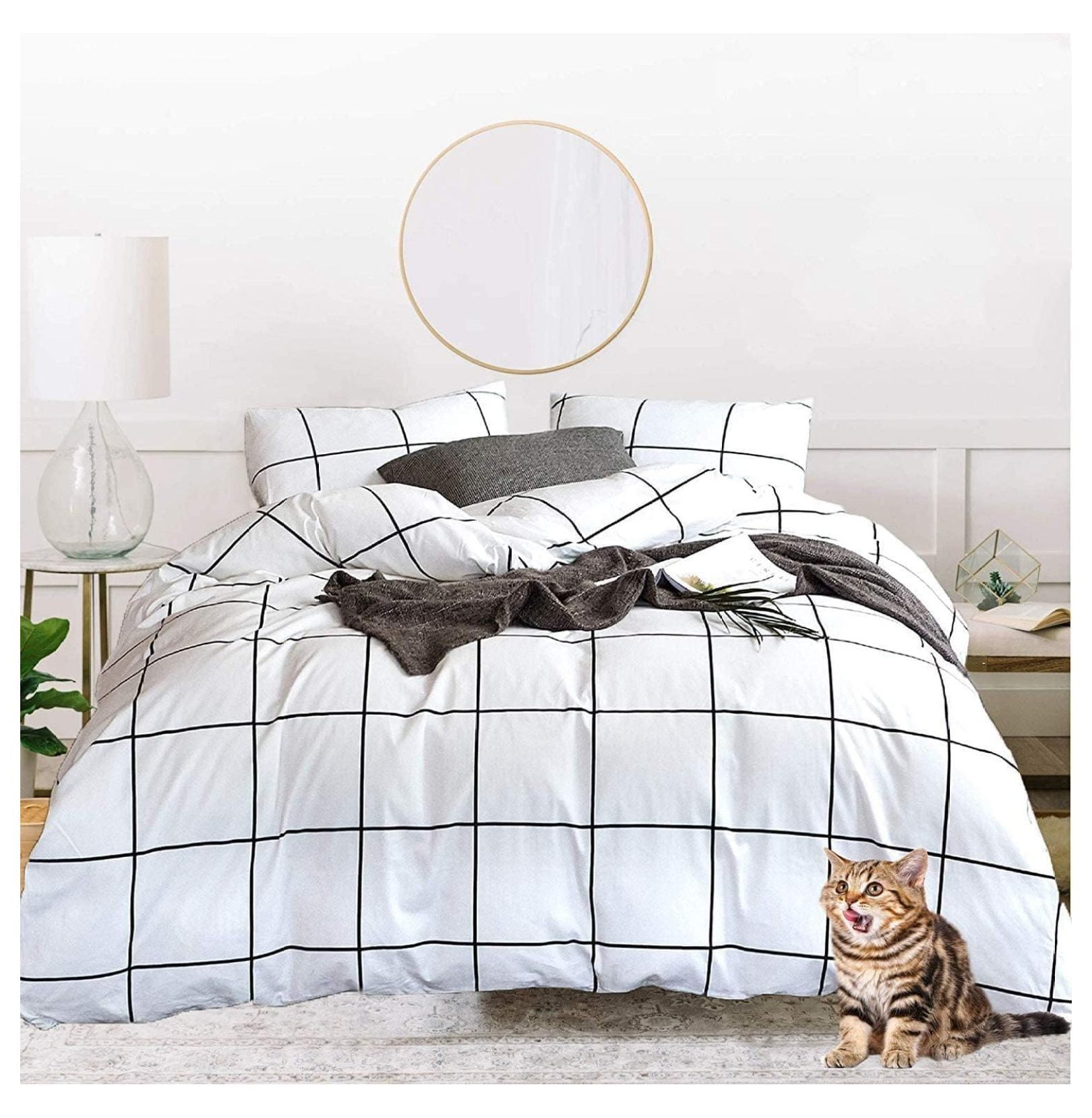 Black and White Plaid Comforter Set Full White Buffalo Checkered ...
