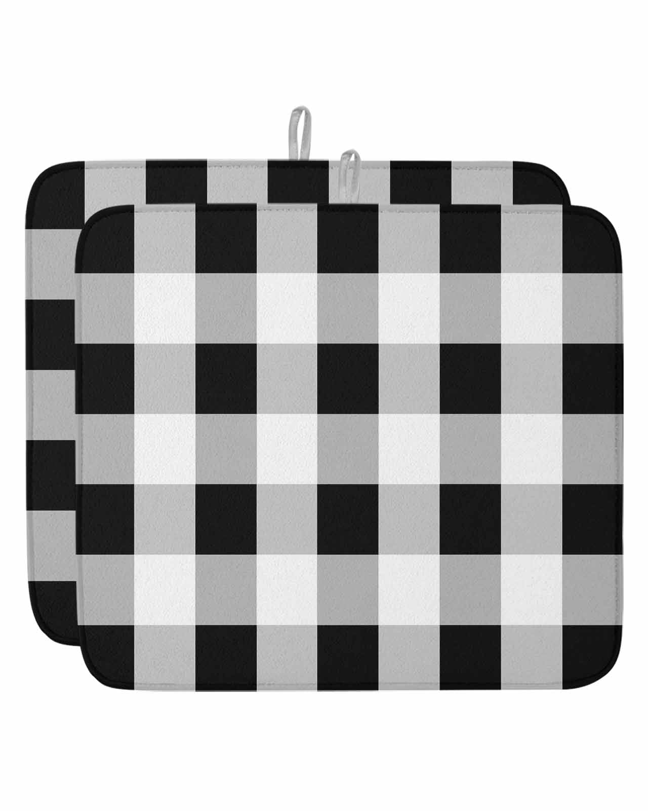 Black White Plaid Dish Drying Mat, Checkerd Pattern Absorbent Dish ...