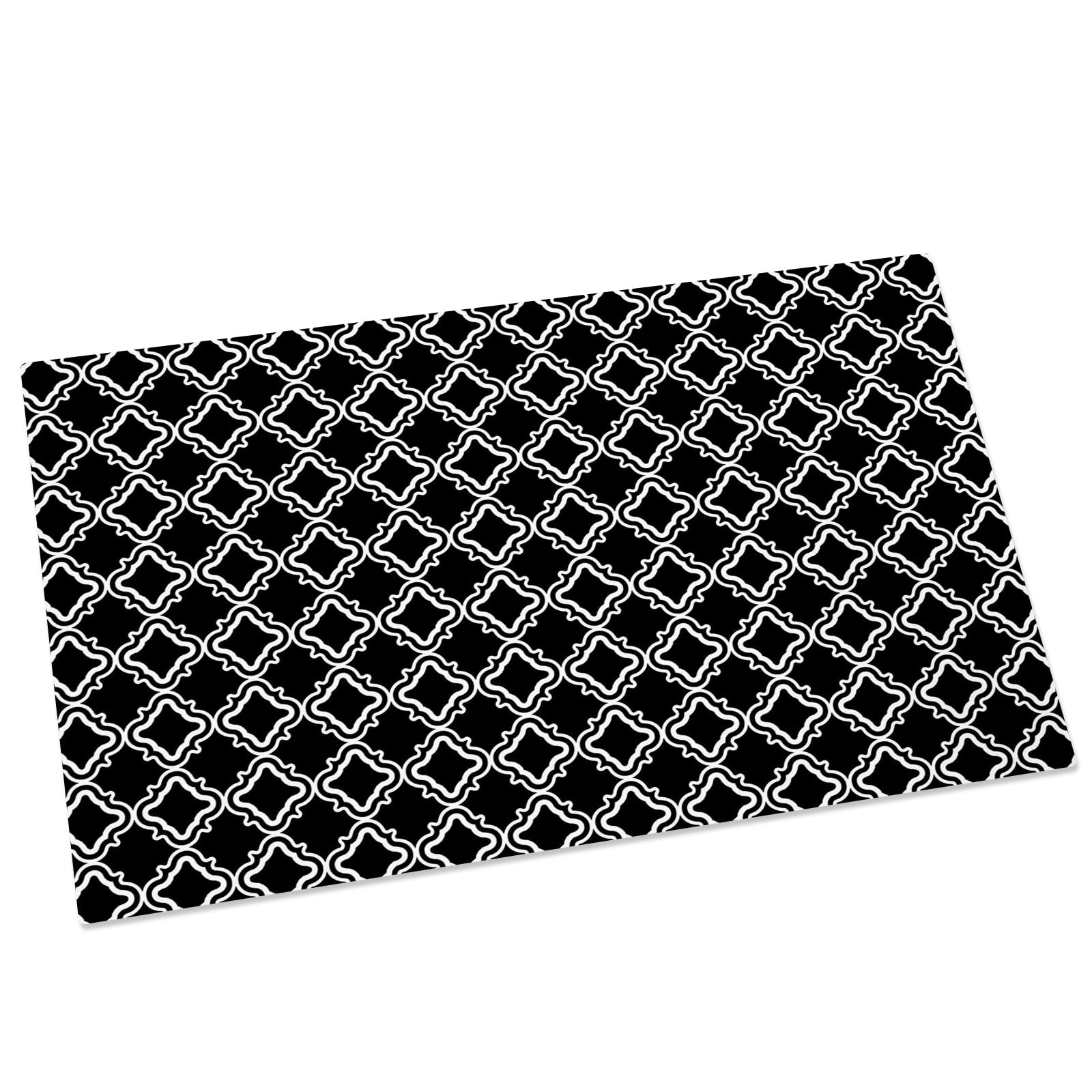 Black White Plaid Door Mat 16x24 Inch Abstract Black Morocco Texture ...