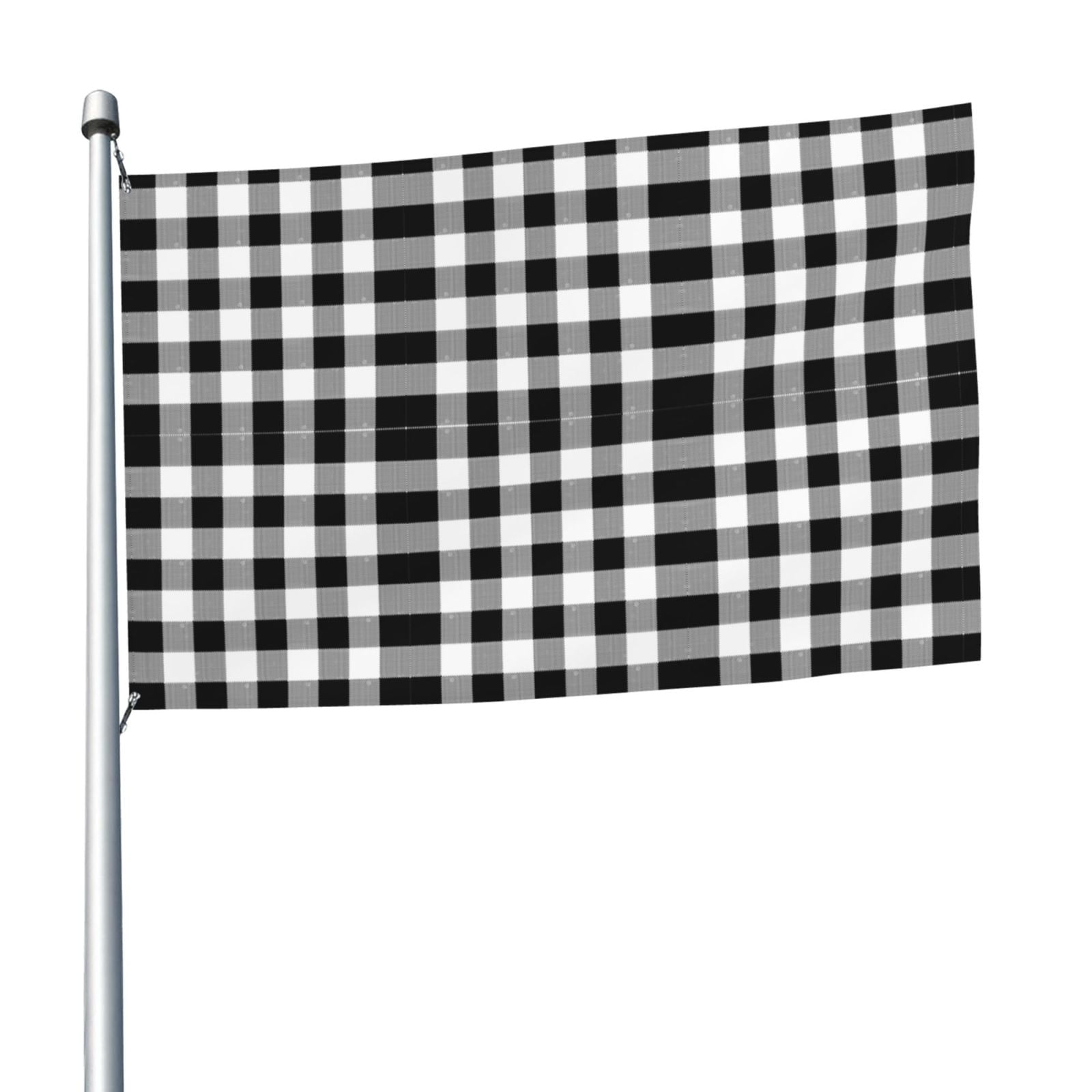 Black White Plaid Flag 5x8 Ft Print Vivid Color Light-Weighted Flags ...