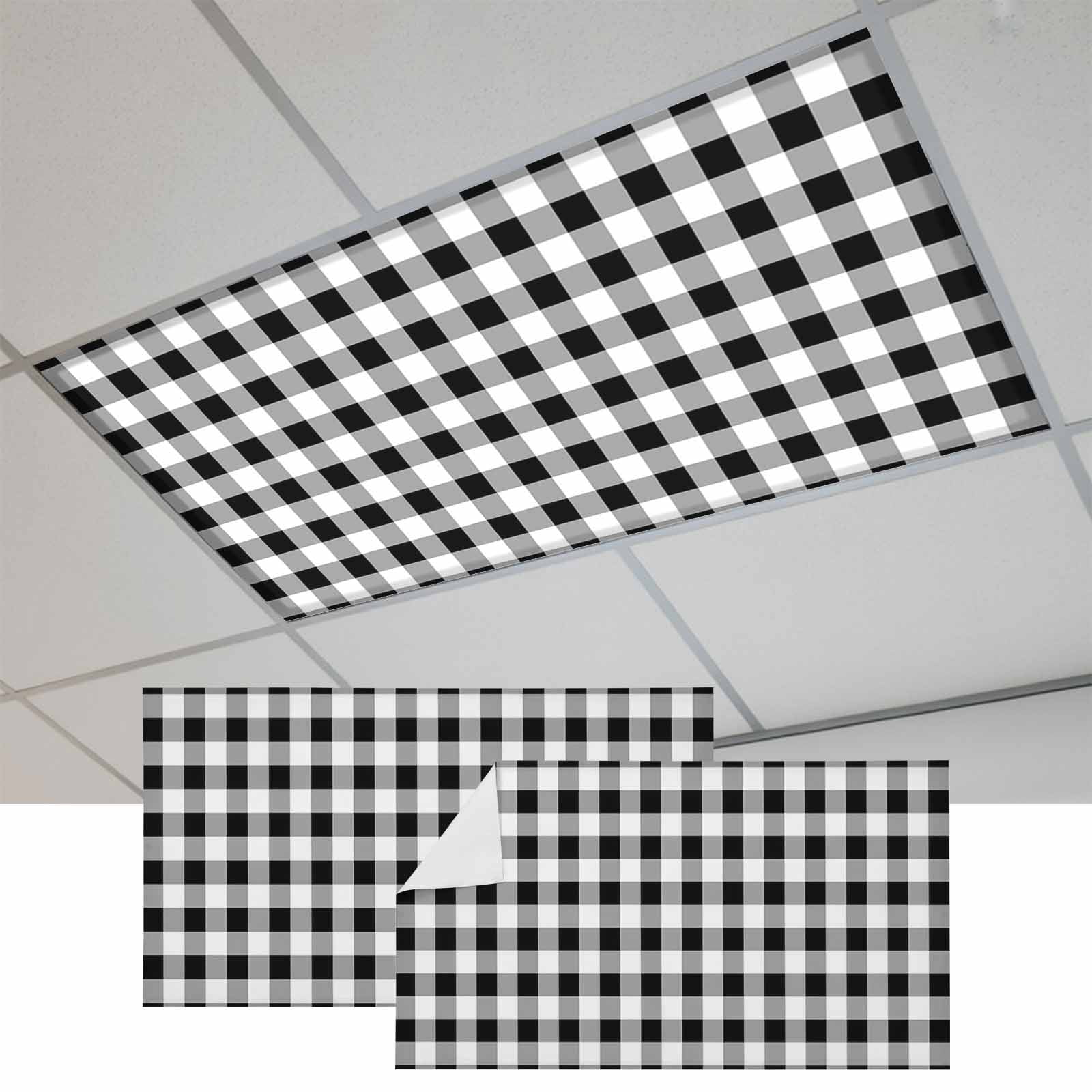 Black and White Plaid Fluorescent Light Covers, Farmhouse Checkered ...
