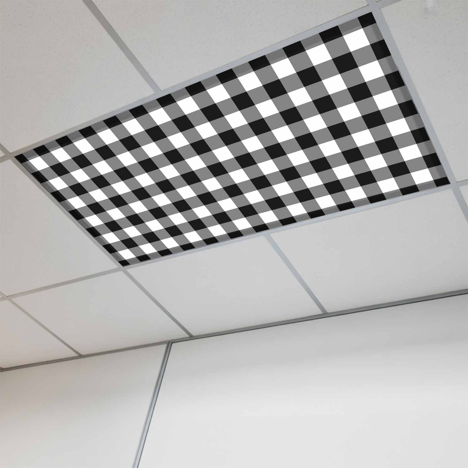 Black White Plaid Fluorescent Light Covers, Gradient Geometric Buffalo ...