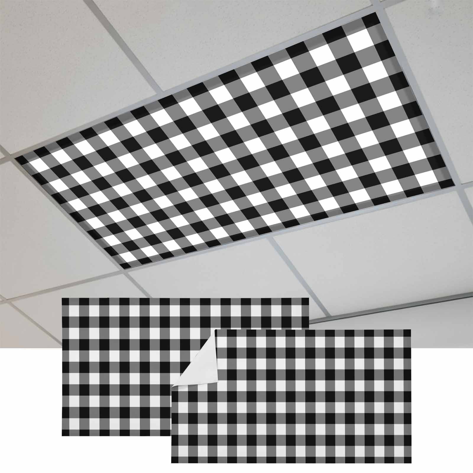 Black White Plaid Fluorescent Light Covers, Gradient Geometric Buffalo ...