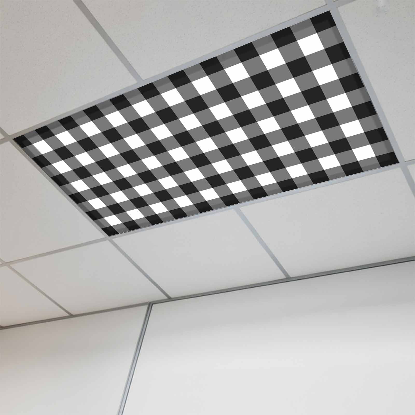 Black White Plaid Fluorescent Light Covers, Modern Simple Buffalo Check ...