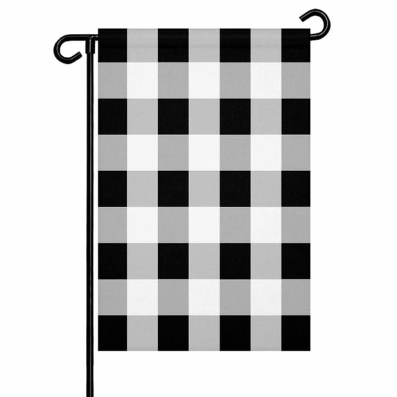Black White Plaid Garden Flag 28x40 Inch Simple Pattern Double Sided ...