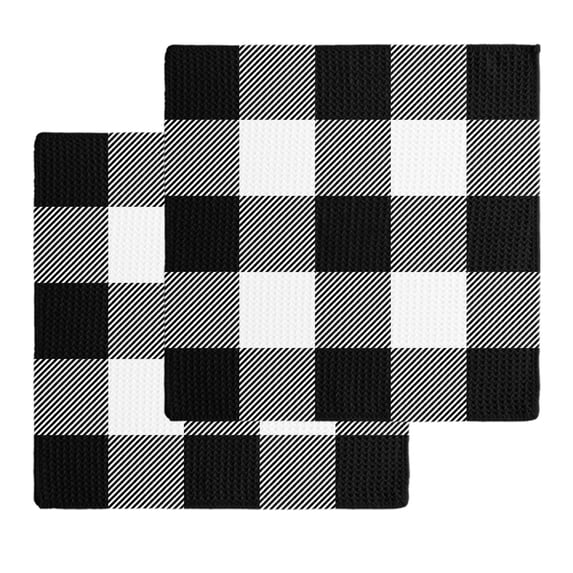 Black White Plaid Kitchen Dish Towels for Drying Dishes Set of 2 ...