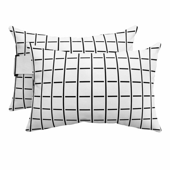 Black White Plaid Outdoor Pillows for Chaise Lounge Chair Beach ...