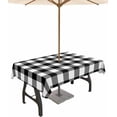 Black White Plaid Outdoor Tablecloth with Umbrella Hole Rectangle ...