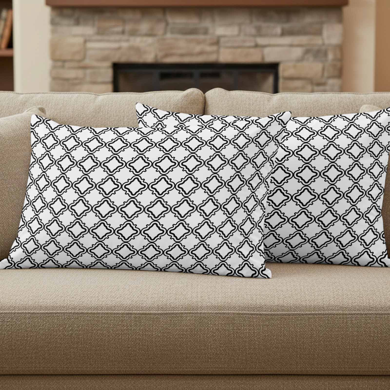 Black White Plaid Pillow Covers Set of 2, Abstract White Morocco ...