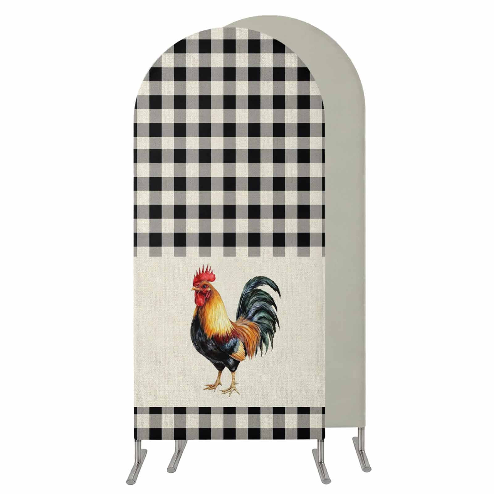 Black White Plaid Rooster Wedding Arch Cover,Stretchy Spandex Arch ...