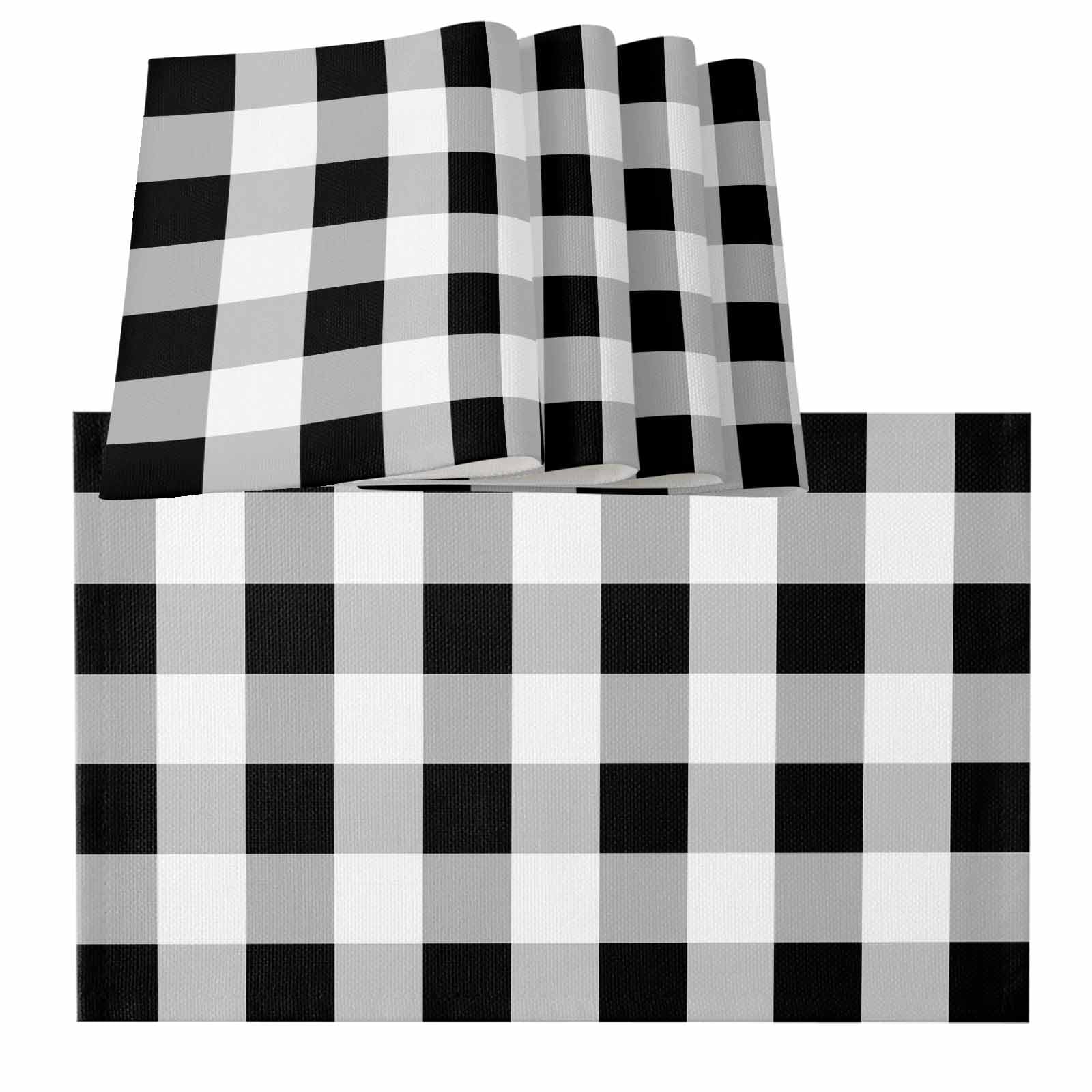 Black White Plaid Spring Farmhouse Buffalo Checkered Burlap Kitchen ...