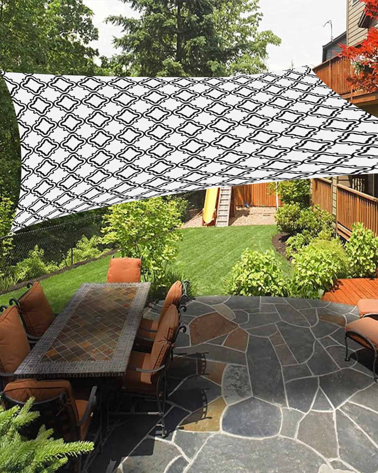 Black White Plaid Sun Shade Sail 8'X10' Abstract White Morocco Texture ...