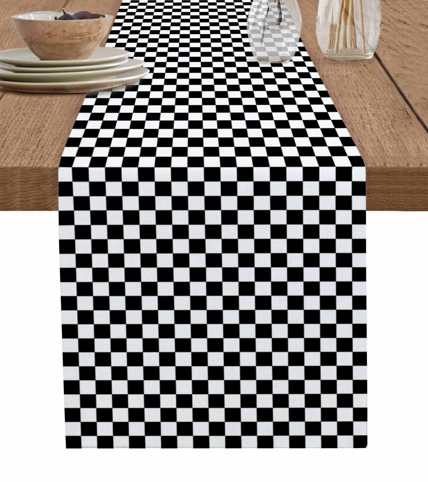 Black White Plaid Table Runner Modern Buffalo Check Gingham Art ...