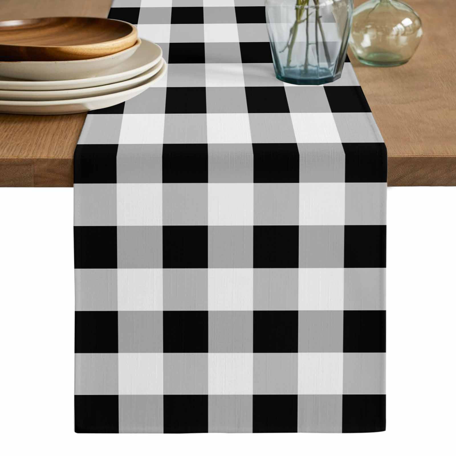 Black White Plaid Table Runner, Spring Farmhouse Buffalo Checkered ...