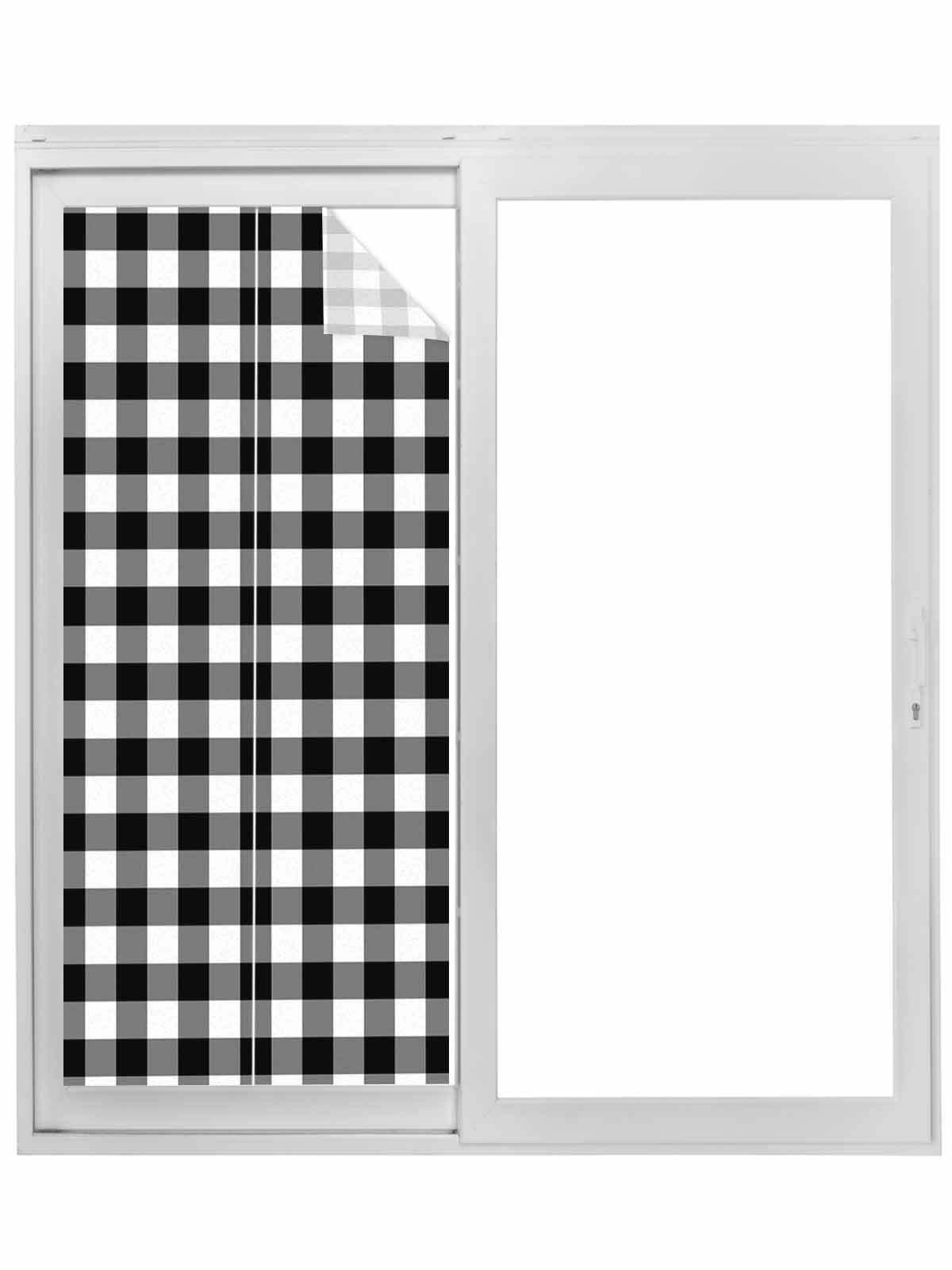 Black White Plaid Window Privacy Film, Gradient Geometric Buffalo ...