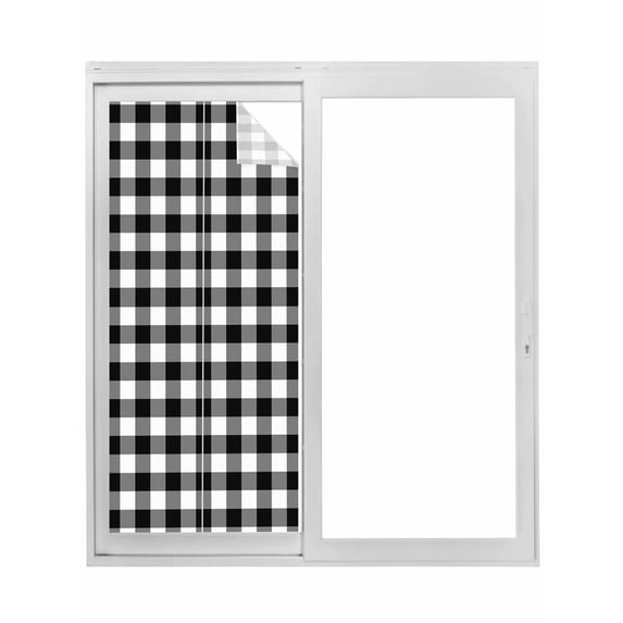 Black White Plaid Window Privacy Film, Gradient Geometric Buffalo ...