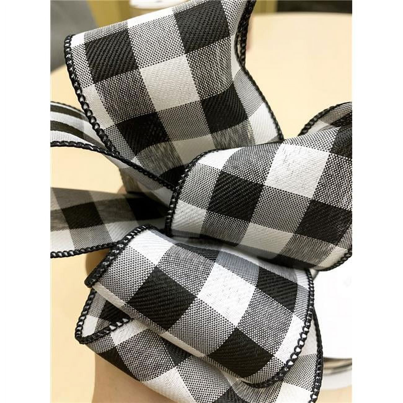 Black & White Plaid Wired Ribbon - Walmart.com
