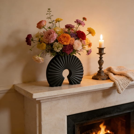 Black White Plastic Decorative Vase, Dried Flower Pampas Holder ...