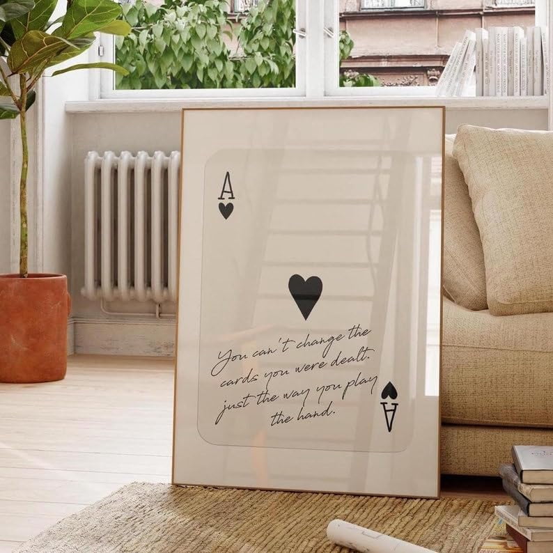 Black White Playing Card Wall Art, Retro Poster Print, Trendy Bar Cart ...