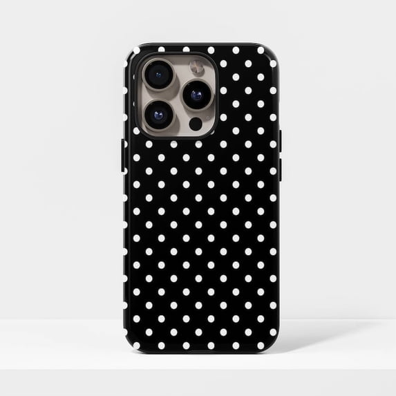 Black White Polka Dot Collage H973Protective Case for iPhone 17 16 15 ...