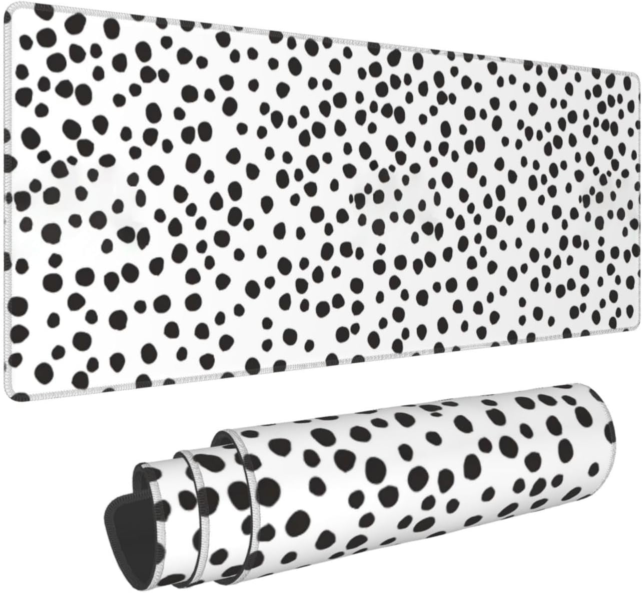 Black White Polka Dot Mouse Pad XL Extended Large Boho Dots Gaming Desk ...