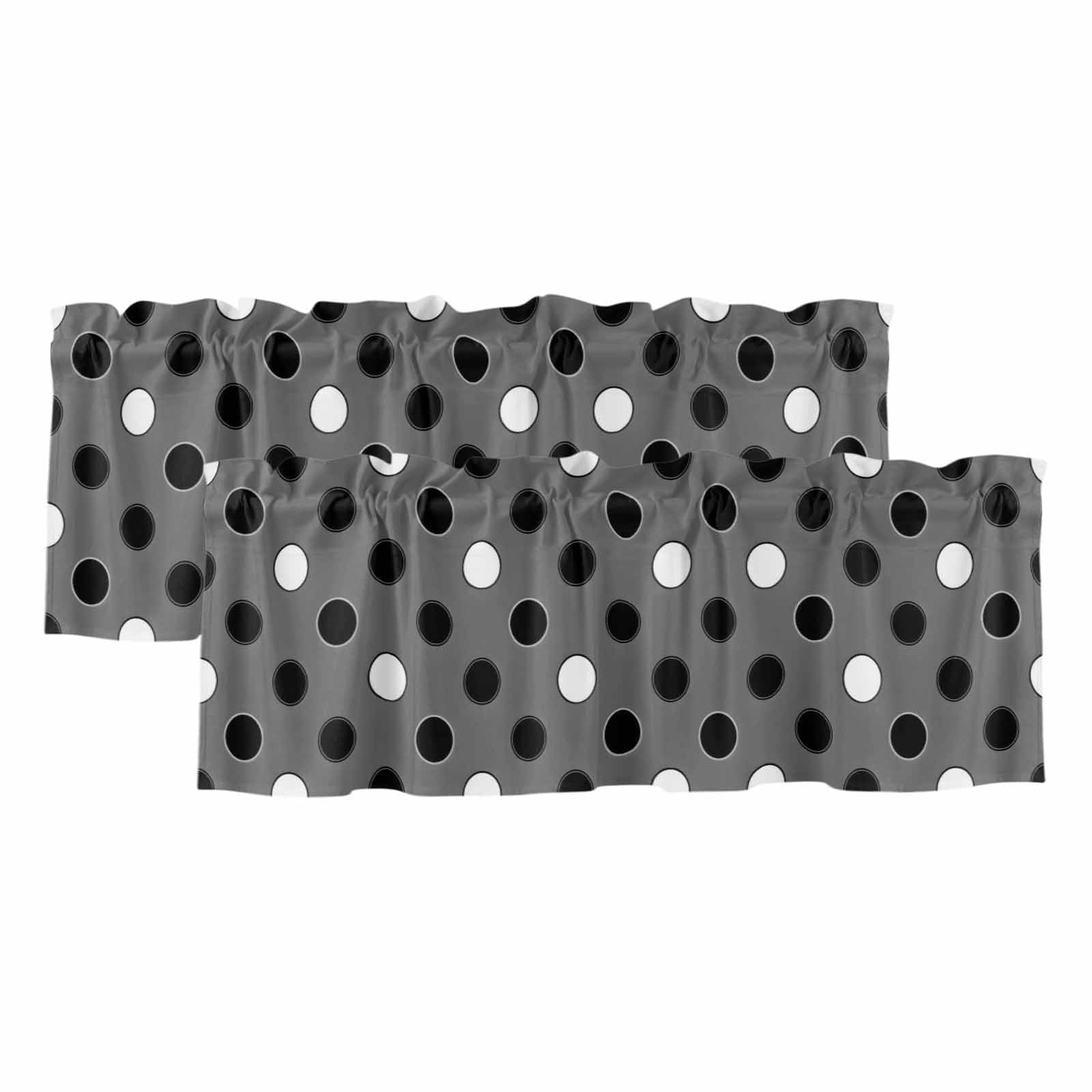 Black White Polka Dots 2 Panels Kitchen Valance, Modern Minimalist ...