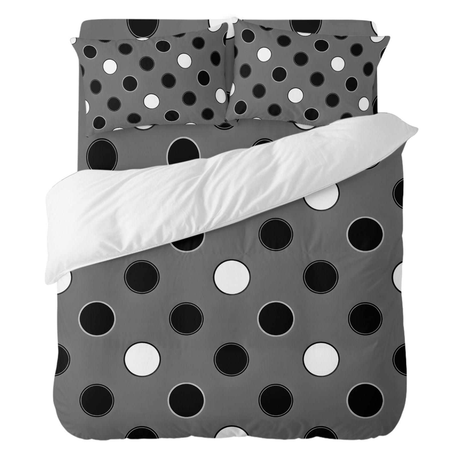 Black White Polka Dots California King Duvet Cover Set, Modern ...