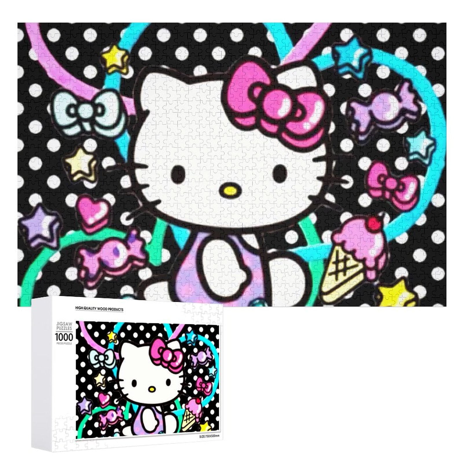 Black White Polka Dots Hello-Kitty Puzzles for Adults 1000 Pieces ...