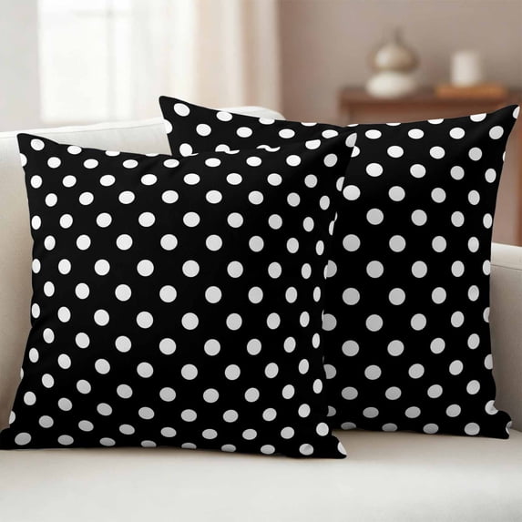 Black White Polka Dots Outdoor Waterproof Throw Pillow Covers 20x20 Set ...