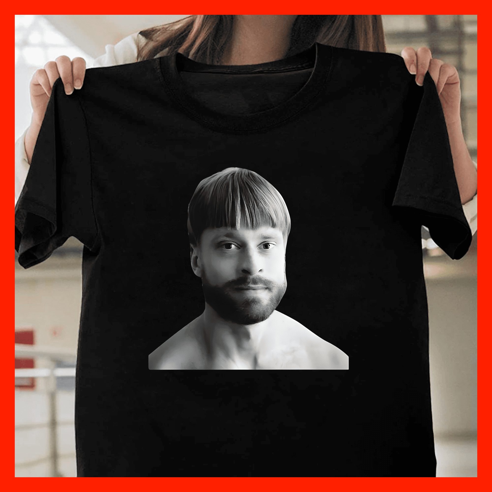 Black & White Portrait T-Shirt, Unique Hairstyle Graphic Tee ...
