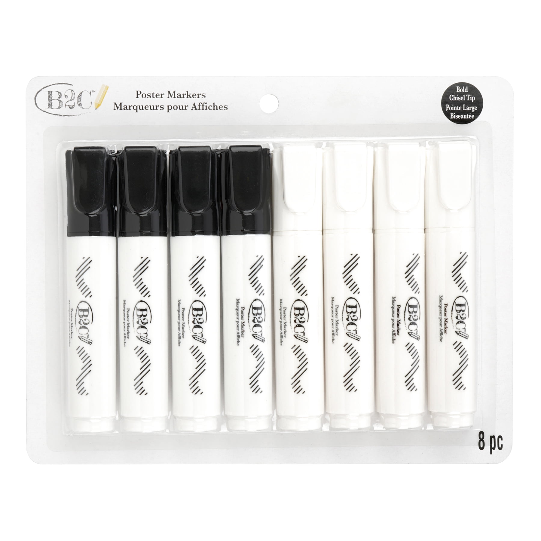 Black & White Poster Chisel Tip Markers by B2C - Bold Chisel Tip ...